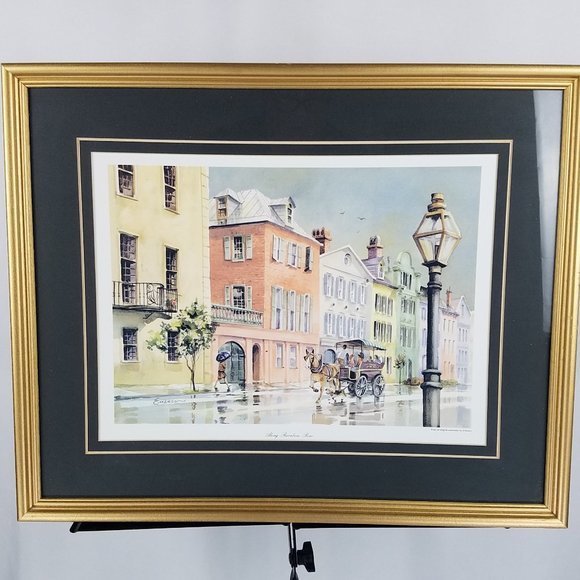 Ed Emerson | Art | Ed Emerson Print Along Rainbow Row Framedmatted And ...